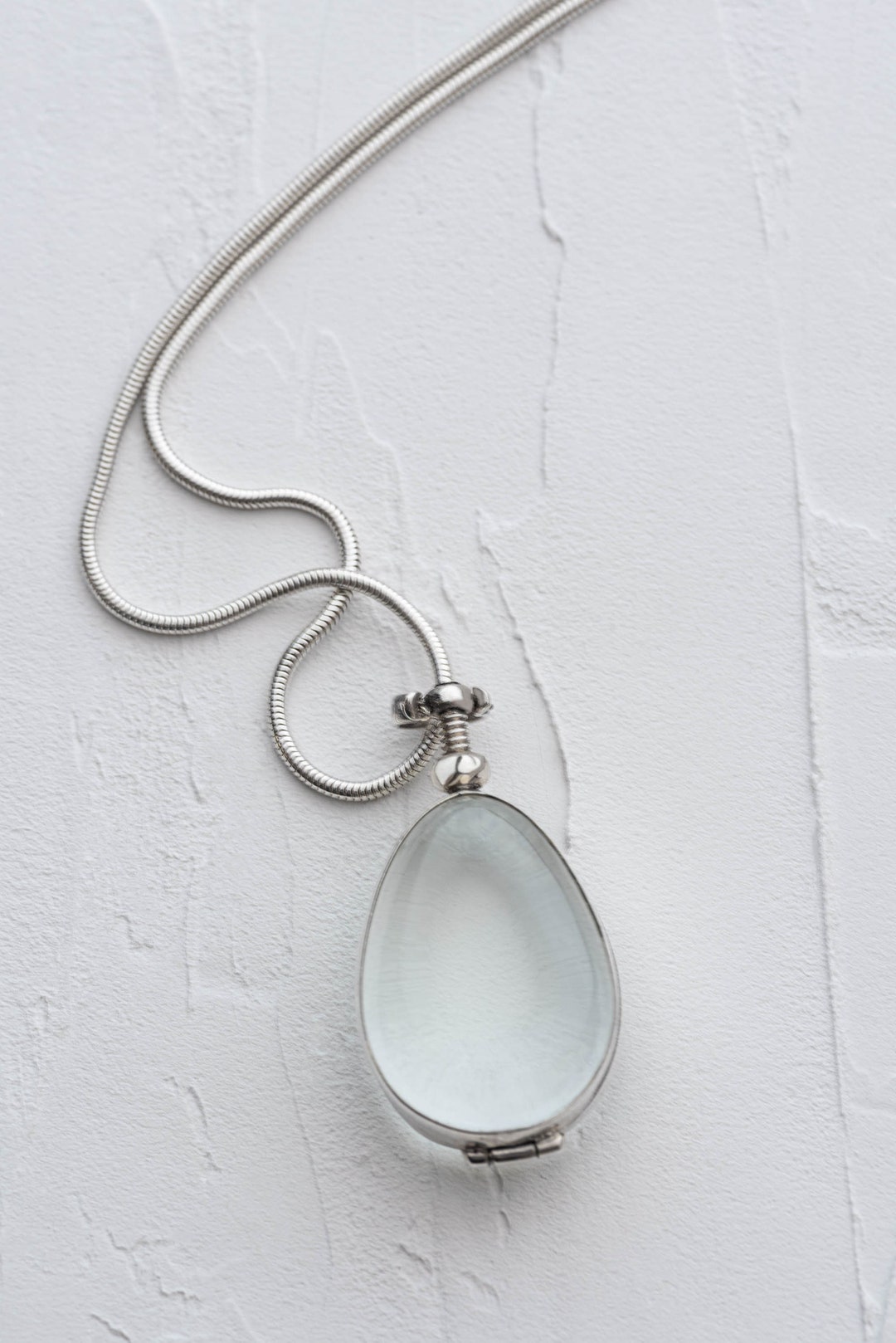 Silver Locket Necklace With Photo Locket Necklace Vintage Teardrop ...
