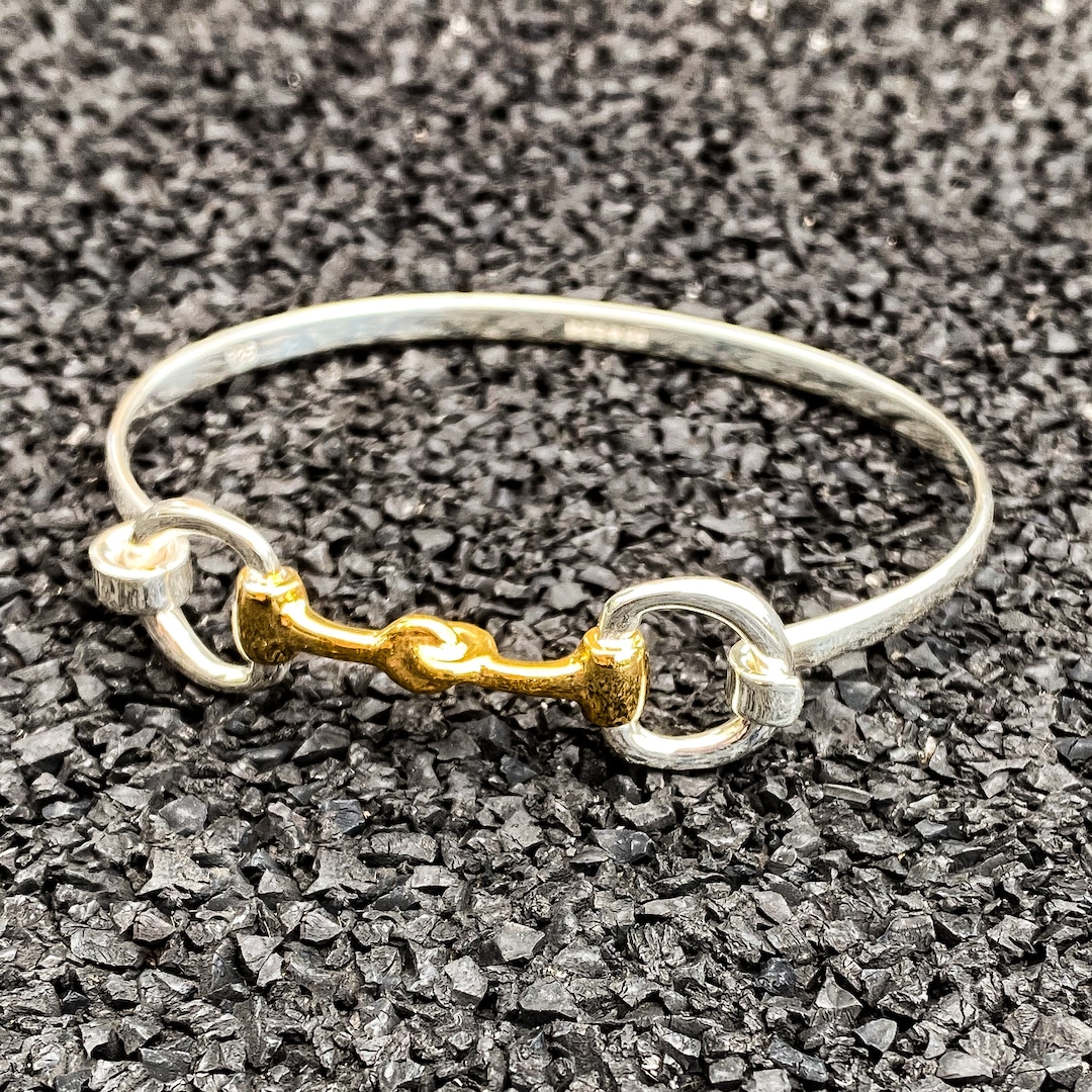 Gold Horsebit Bangle Large Wrist Gold Horse Bit Bangle Gold Snaffle Bit ...