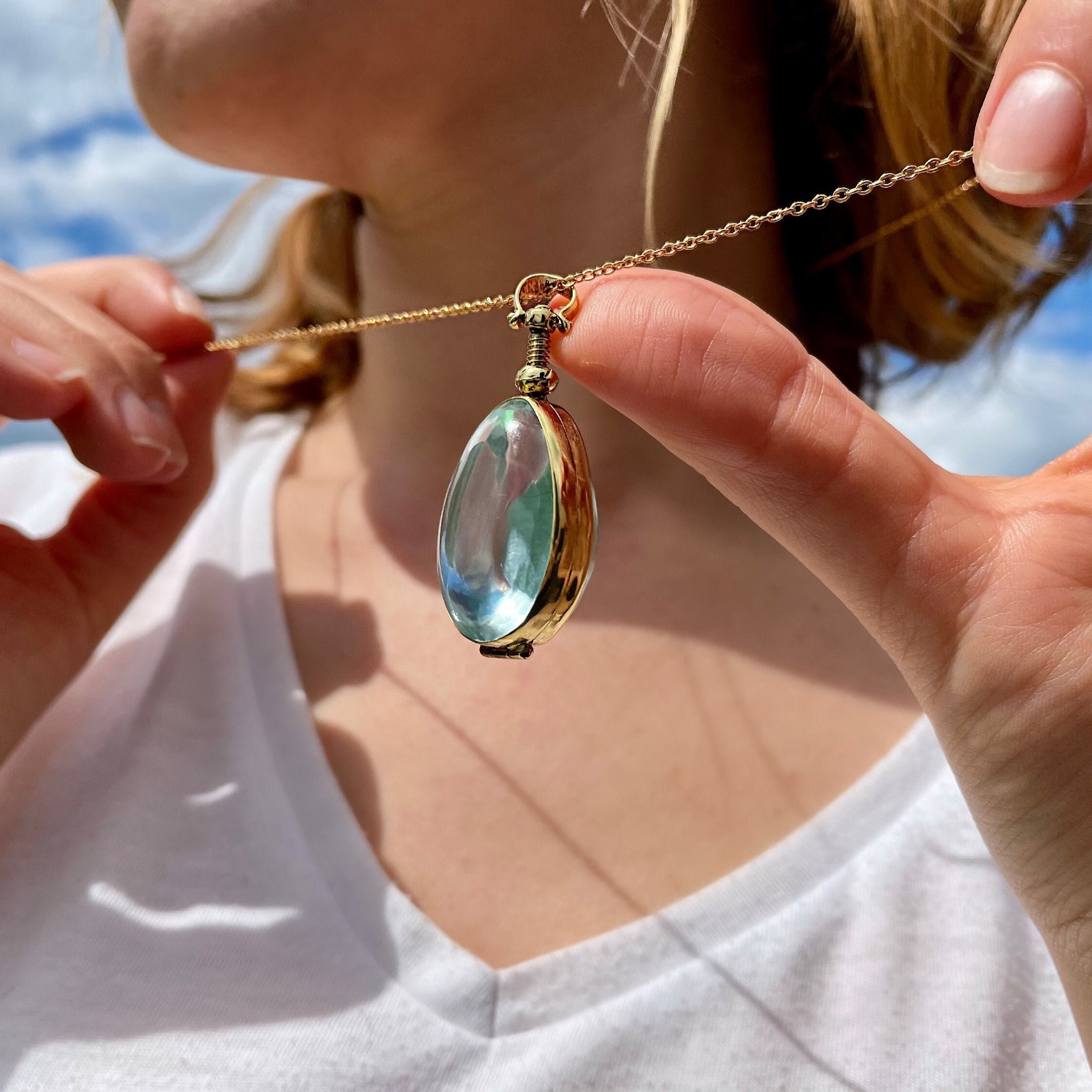 New Fillable Gold Locket Teardrop Gold Locket for Charms Gold Locket ...