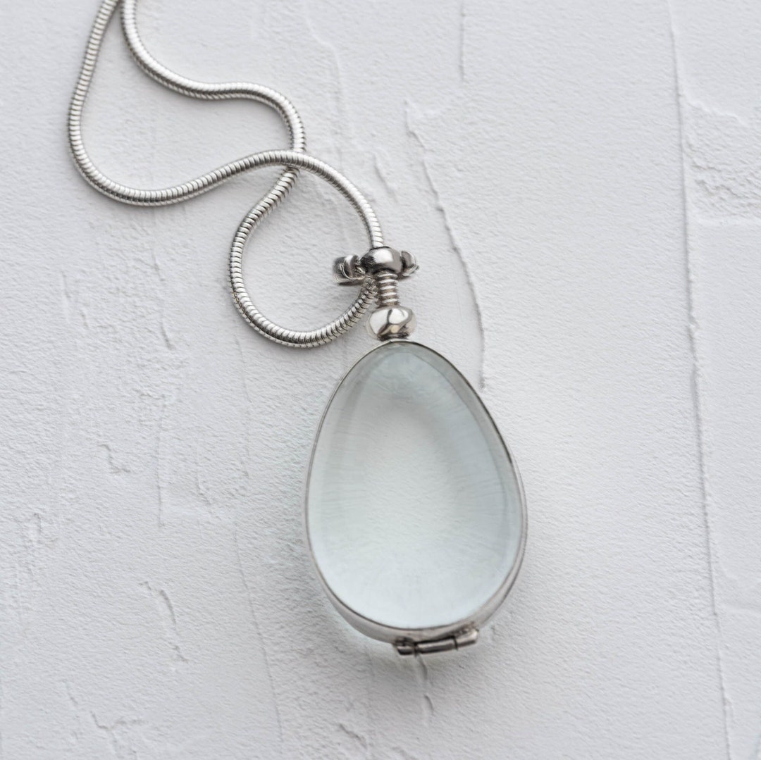 Antique Victorian Glass Locket Silver Teardrop Locket for Hair Locket ...