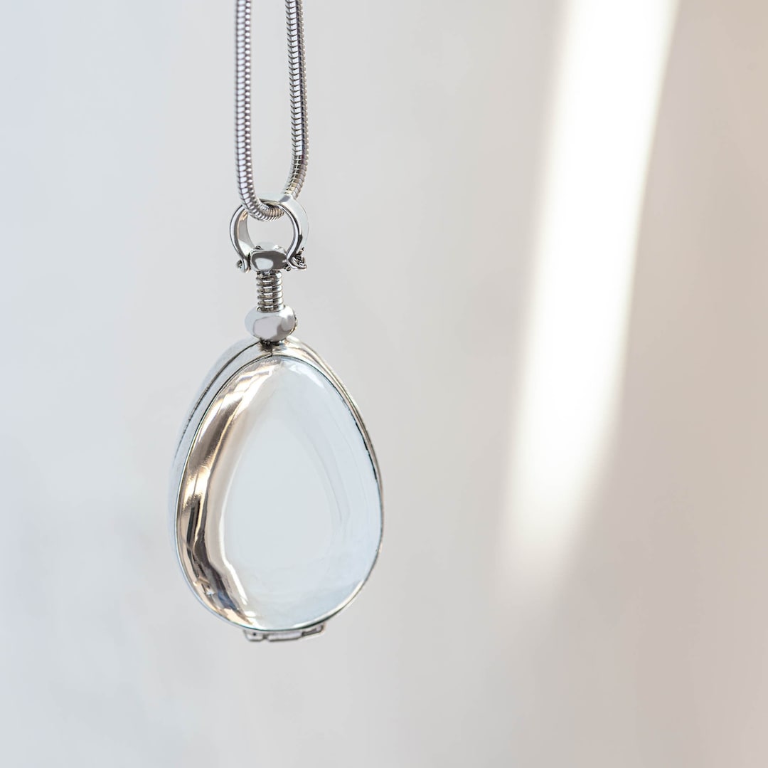Teardrop Silver Lockets for Hair, Glass Locket for Photo Locket ...