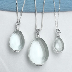 Teardrop Sterling Silver Locket Modern Initial Locket Engraved Initial ...