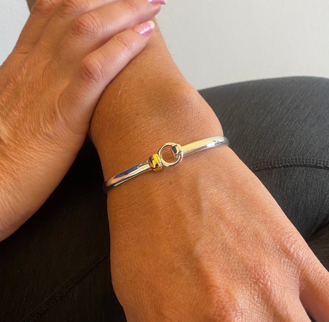 Two-tone Sterling Silver and Gold Vermiel Bracelet Bangle, Gold and ...