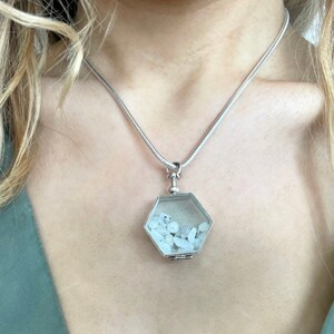 Beveled Glass Locket in 3 Sizes, Hexagon Locket Made With Sterling ...