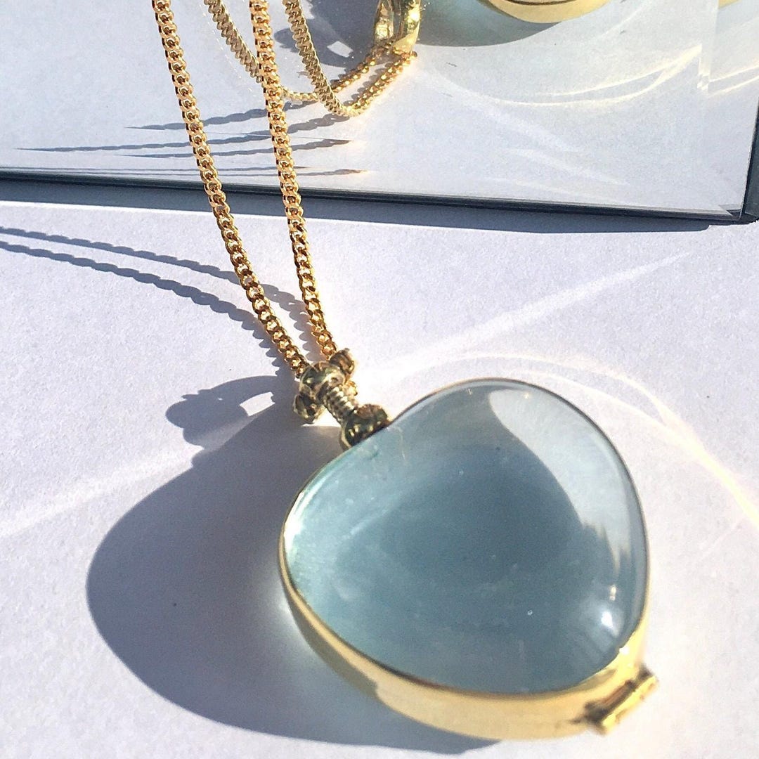 Gold Plated Heart Pill Locket: Glass Medication Necklace - Etsy Canada