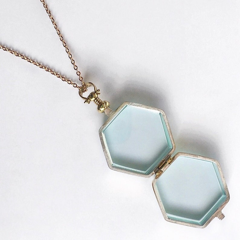 New Fillable Gold Locket Hexagon Locket Beehive Glass Locket | Etsy