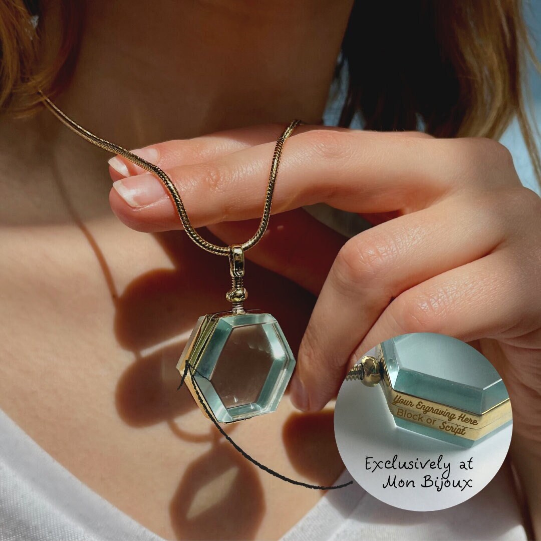 Beehive 18k Gold Locket Hexagon Glass Locket for Photo Hair Locket Gold ...