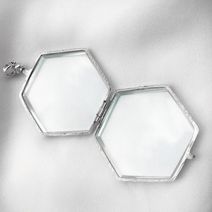 Beveled Glass Locket in 3 Sizes, Hexagon Locket Made With Sterling ...