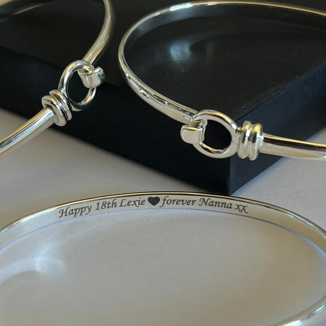 Free Engraving Large Wrist Bangle Sterling Silver for Large Wrists Plus ...