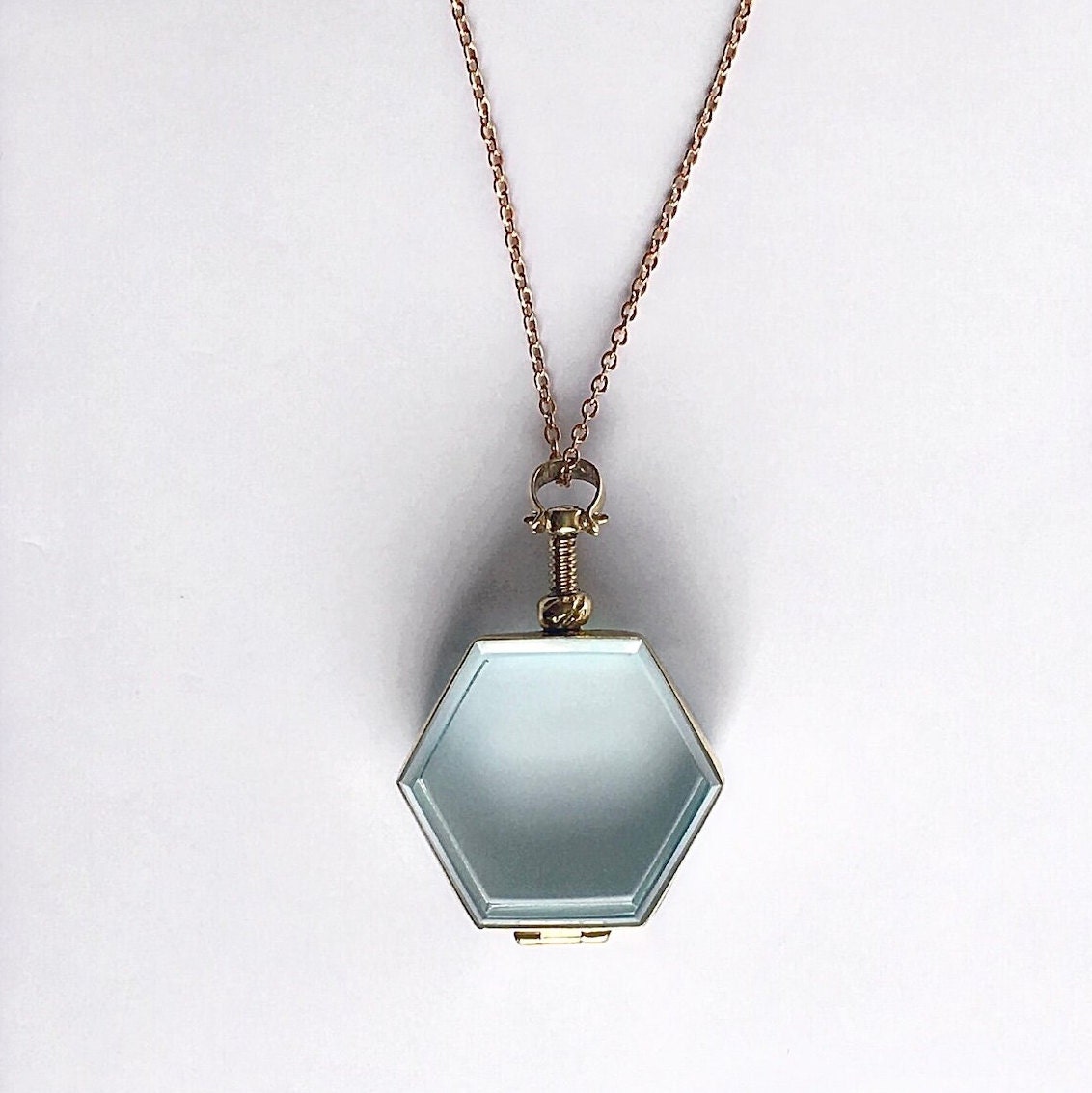 New Fillable Gold Locket Hexagon Locket Beehive Glass Locket - Etsy ...