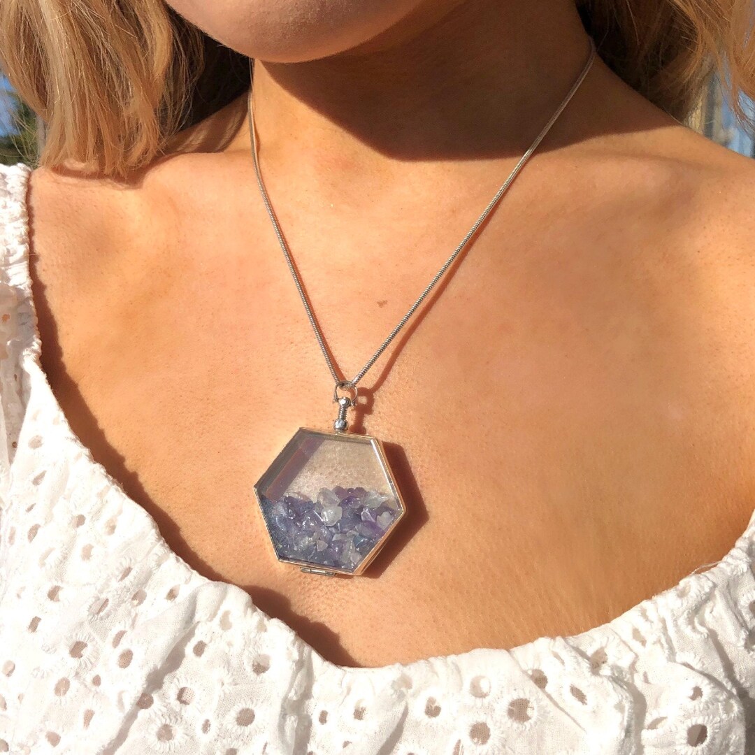 Vintage Glass Locket, Lock of Hair Locket Sterling Silver Locket, Oval ...