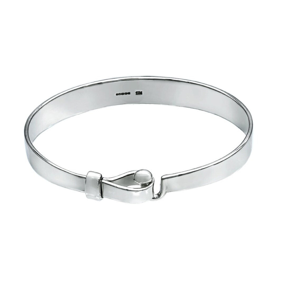 Plus Size Silver Bangle, Large Silver Clasp Bracelet, LG Personalized ...