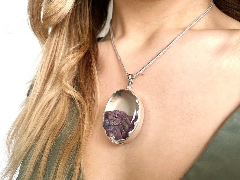 Big Deep Locket for Crystals or Pills, Floating Locket for Gems and ...