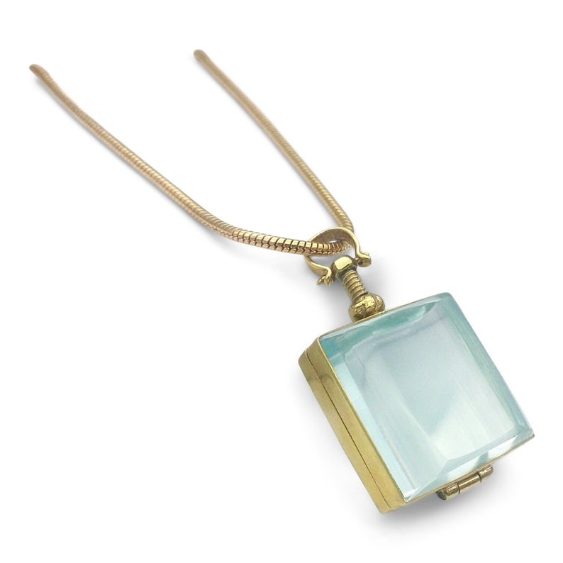 Gold Locket Square Beveled Glass Locket Personalized Heirloom Custom ...