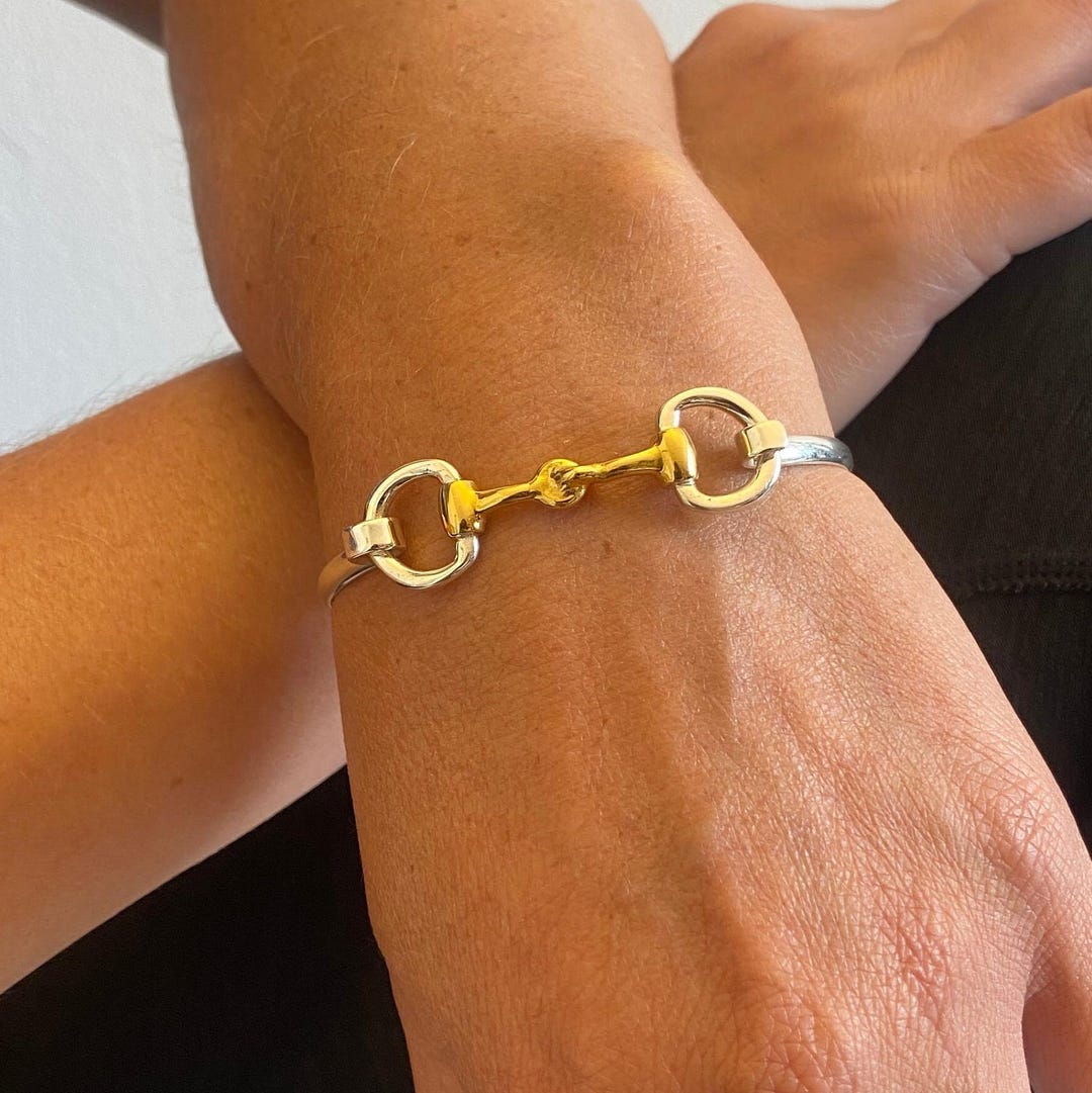 Silver and Gold Horse Bit Bracelet for Small Wrist Gold Vermeil ...