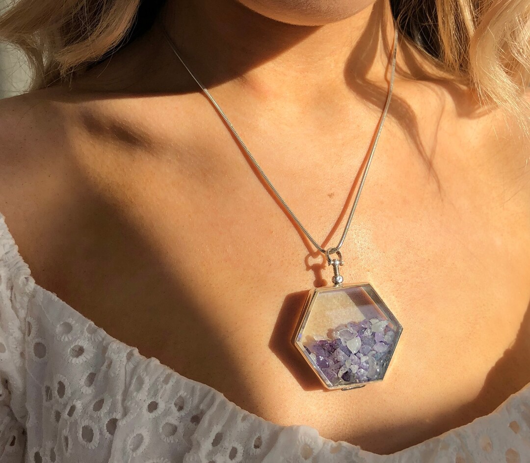 Glass Gemstone Locket Personalized Birthstone Jewelry Large Birthstone ...