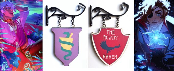 2 Pins the Arcana Rowdy Raven Pub & Magic Shop Signs - Etsy UK