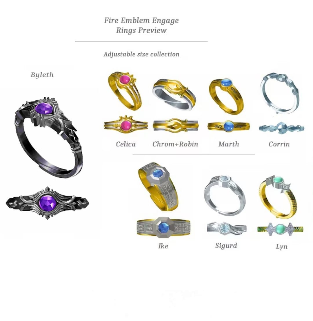 Fire Emblem Engage Inspired Rings - Alear Byleth Ike Soren Chrom Marth ...