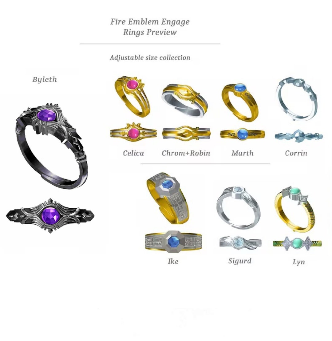 Fire Emblem Engage Inspired Rings Alear Byleth Ike Soren Chrom Marth ...