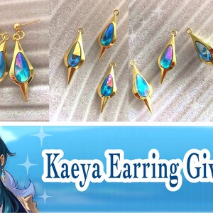 Kaeya Earrings Genshin Impact pair Hypoallergenic FREE PLUSH W ...