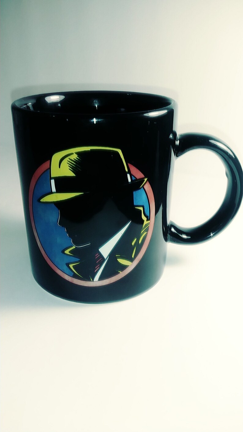 Dick Tracy Black Coffee Mug 1990 Rare Etsy
