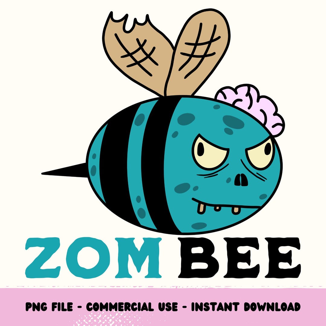 Zombee PNG: Funny Zombie Bumble Bee Halloween Design (digital Download ...