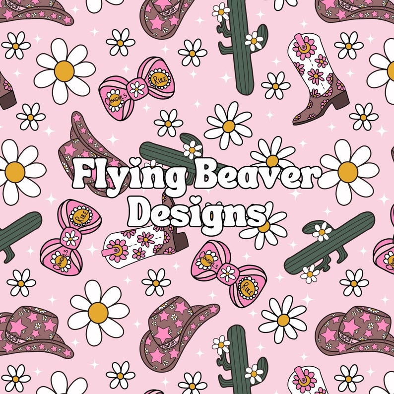 Pink Cowboy Western Seamless Repeat Pattern Pink Girly Cowgirl ...