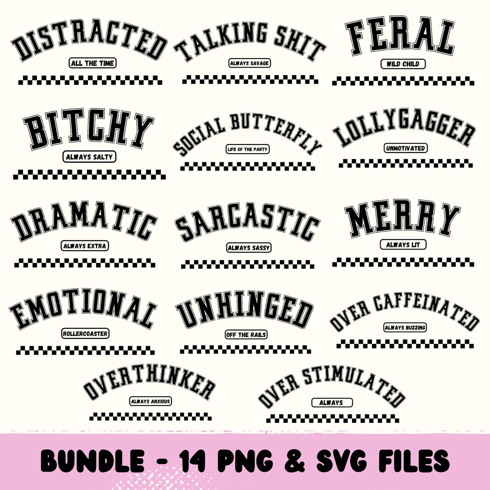Sarcastic Personality SVG PNG Bundle: Funny Collegiate Shirt Design ...