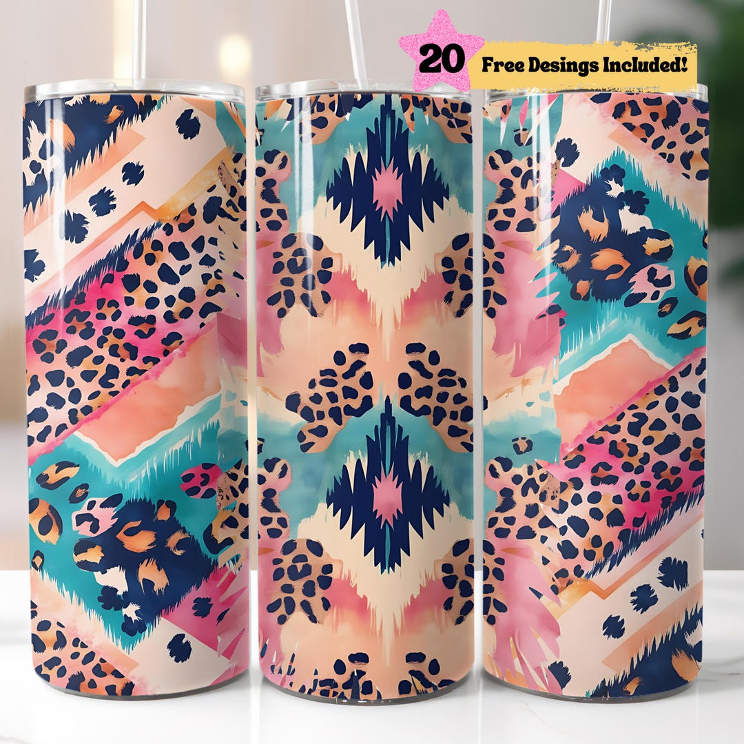 Aztec Leopard Tumbler Wrap: Southwestern Sublimation Design (digital ...