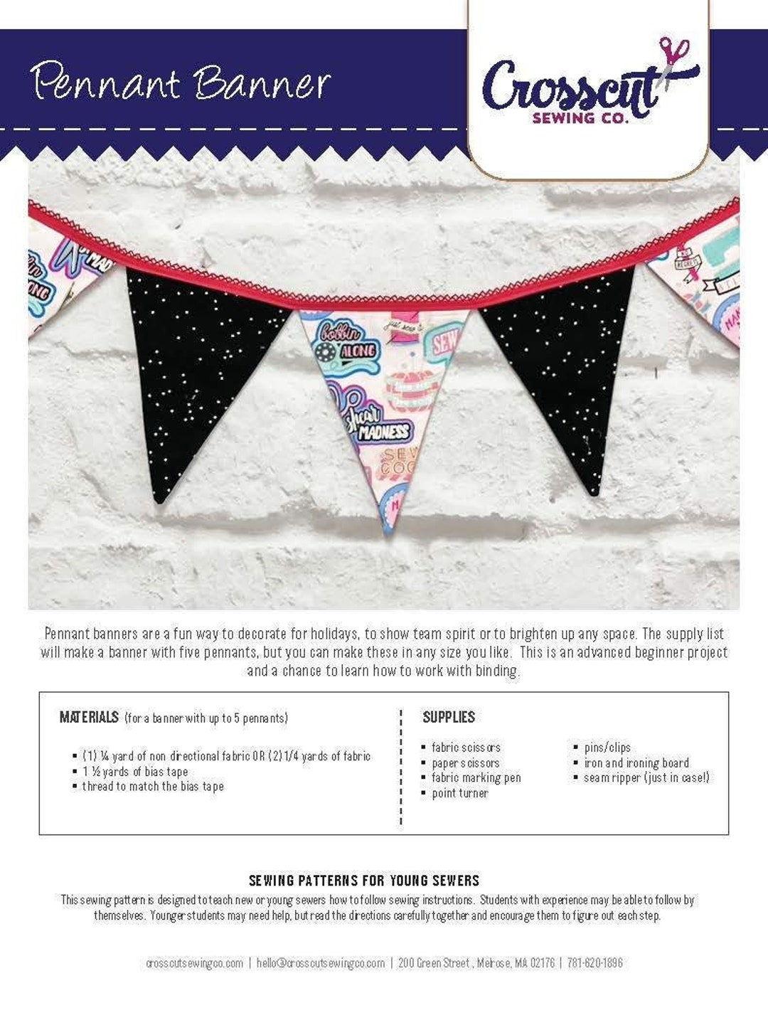 Pennant Banner Downloadable PDF Pattern & Video Tutorial - Etsy