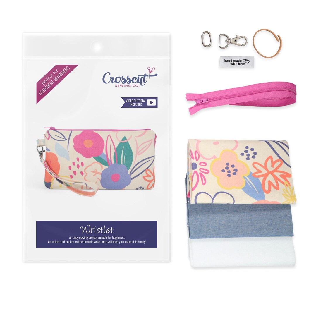 Floral Wristlet Sewing Kit: Beginner Project With Video Tutorial - Etsy
