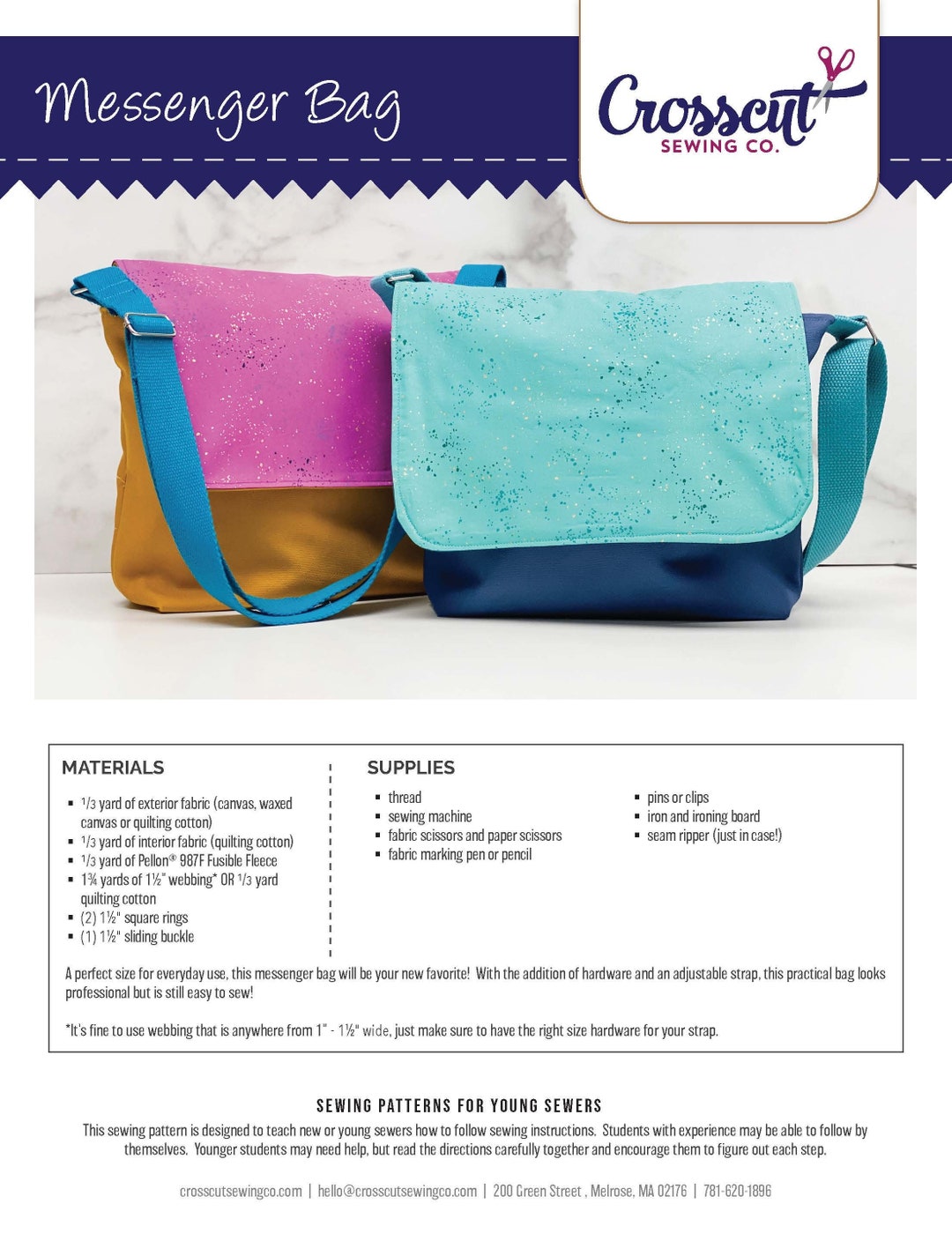 Messenger Bag Downloadable PDF Pattern & Video Tutorial - Etsy