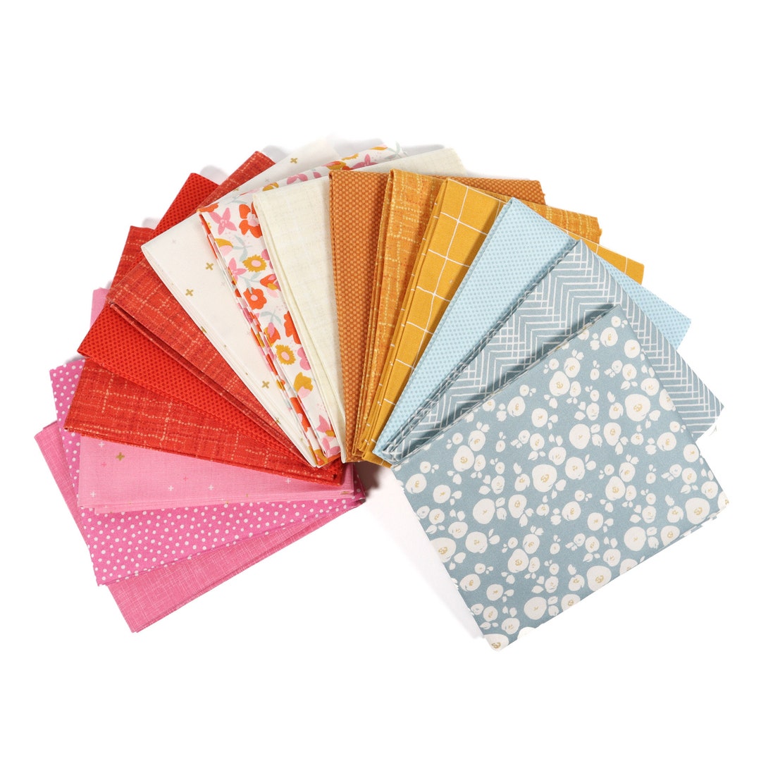 Subtle Spring 15 Piece Fat Quarter Bundle Curated Fat Quarter Bundles Quilting Fabric Pink ...