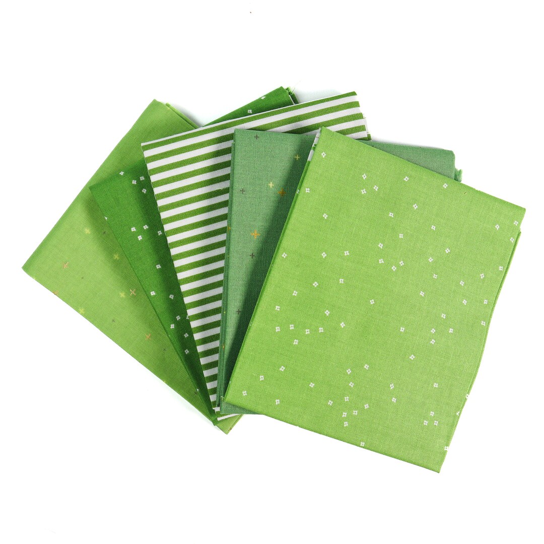 Lime Green 5 Piece Fat Quarter Bundle Curated Fat Quarters, Light Green ...