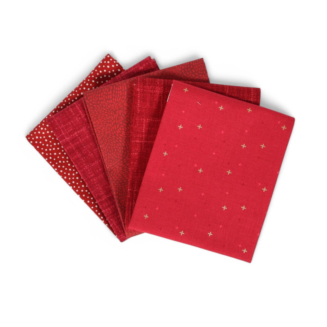 Deep Red (5) Piece Fat Quarter Bundle, Fat Quarters, Curated Fat ...