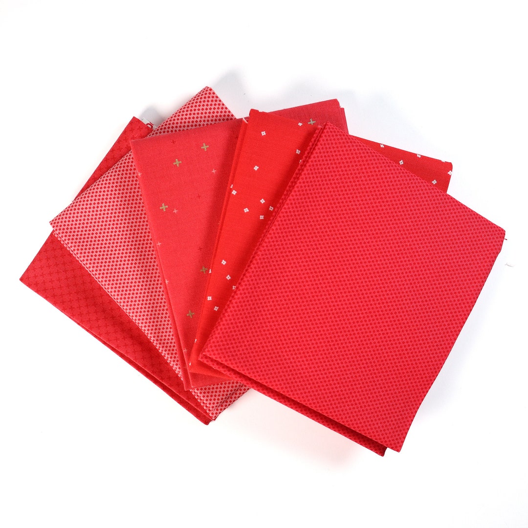 Cayenne Red (5) Piece Fat Quarter Bundle - Red Fat Quarters - Curated ...