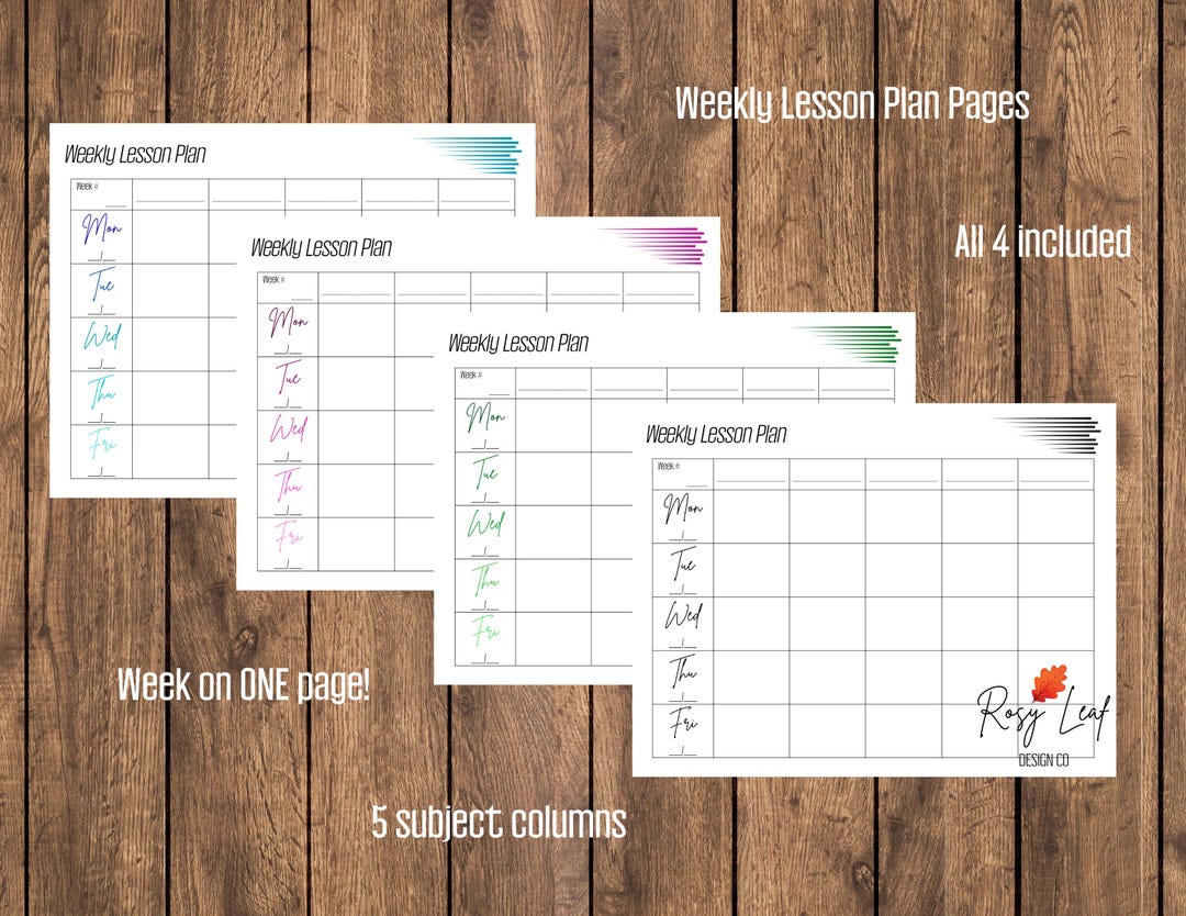 PRINTABLE Weekly Lesson Planner - Homeschool - DIGITAL DOWNLOAD - 5 ...