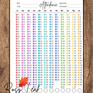 Homeschool Attendance Tracker - July to June UNDATED - Colorful ...