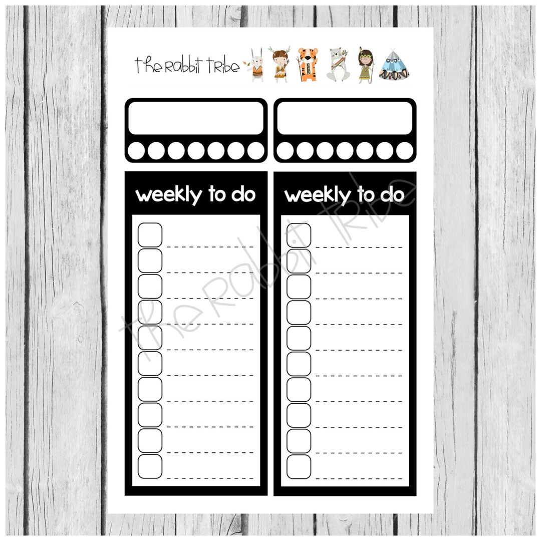 Mini Sticker Shet - Black and White Weekly to Do - Planner Stickers - Etsy