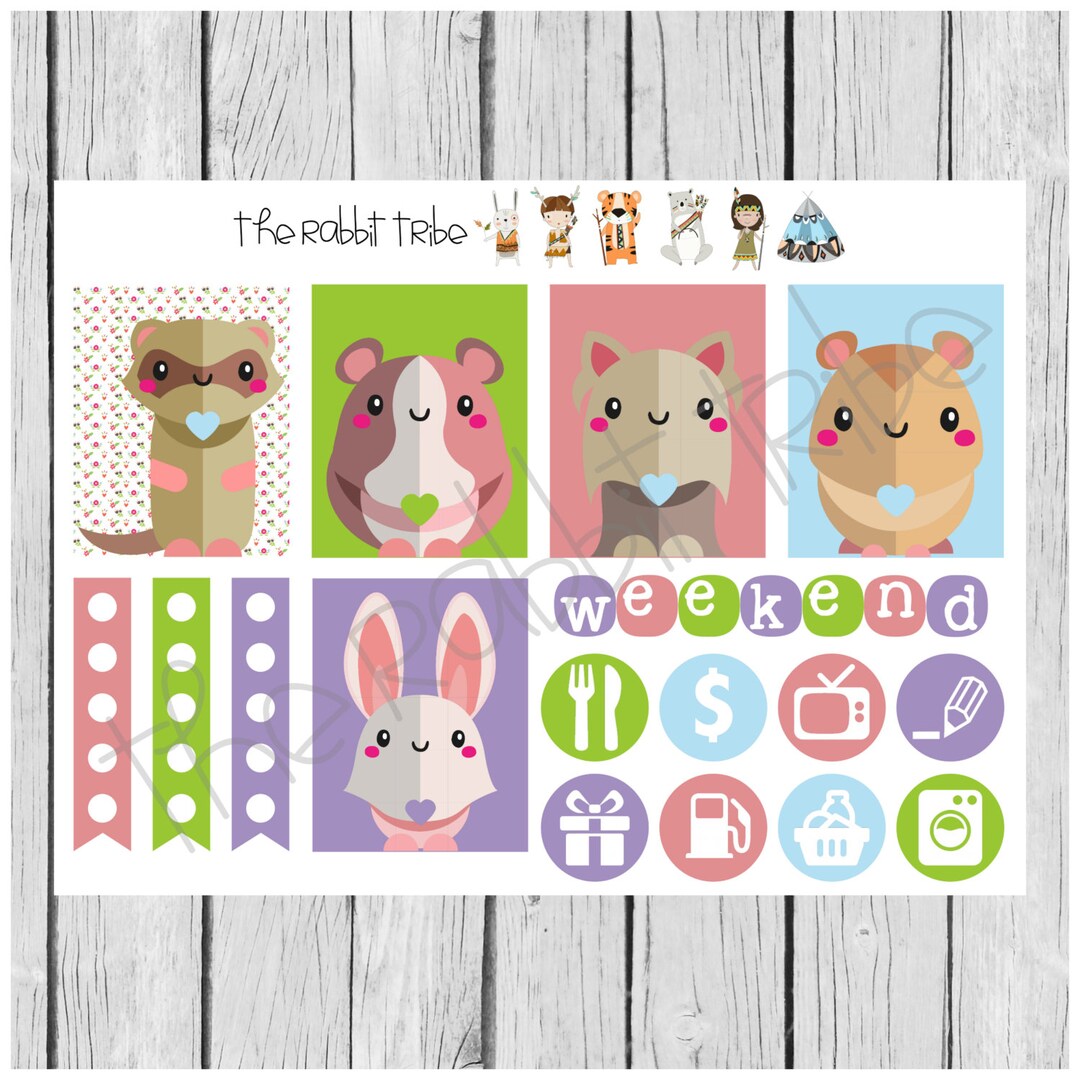 Weekly Sticker Set Sping Animals Planner Stickers - Etsy