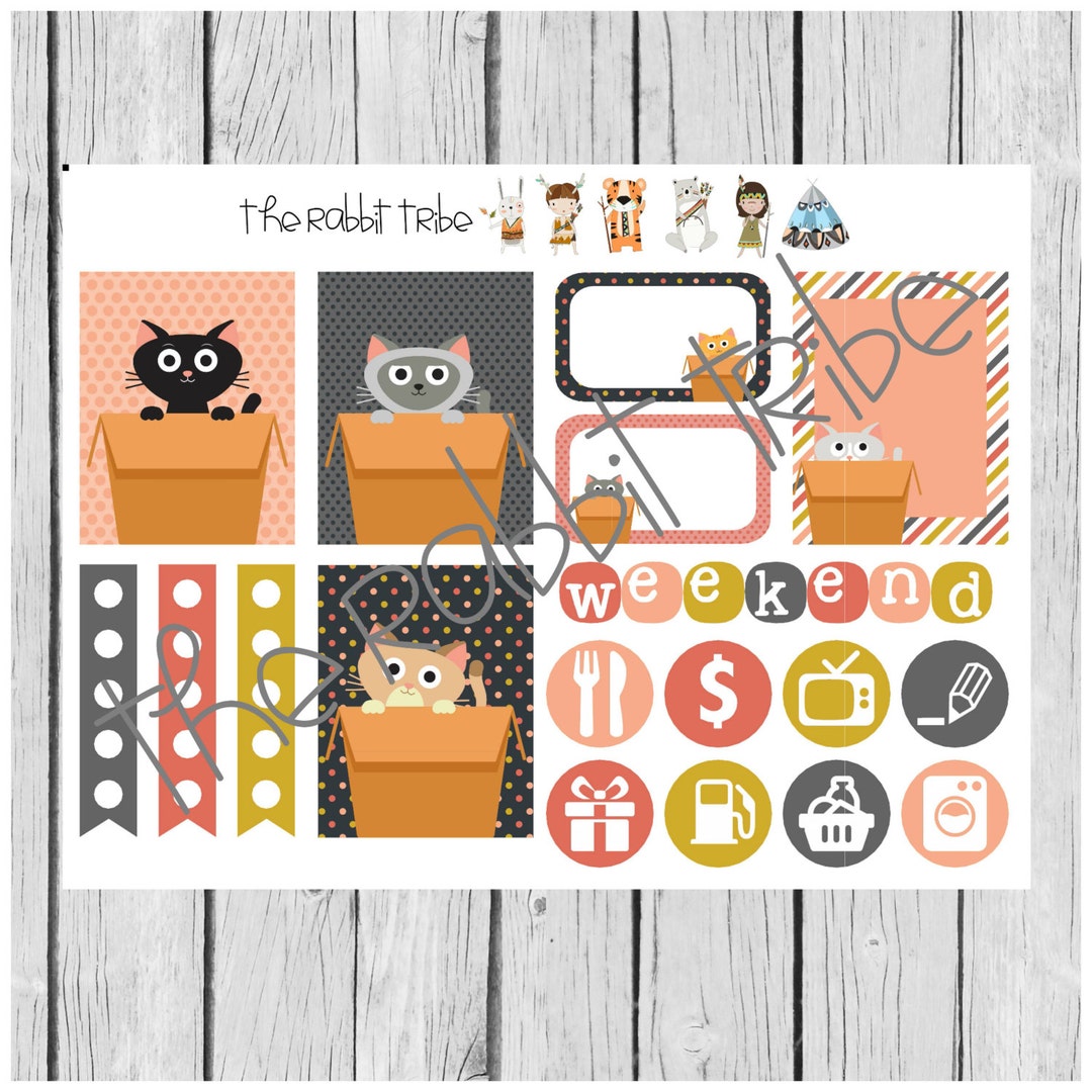 Weekly Sticker Set - Cute Cats - Planner Stickers - Etsy