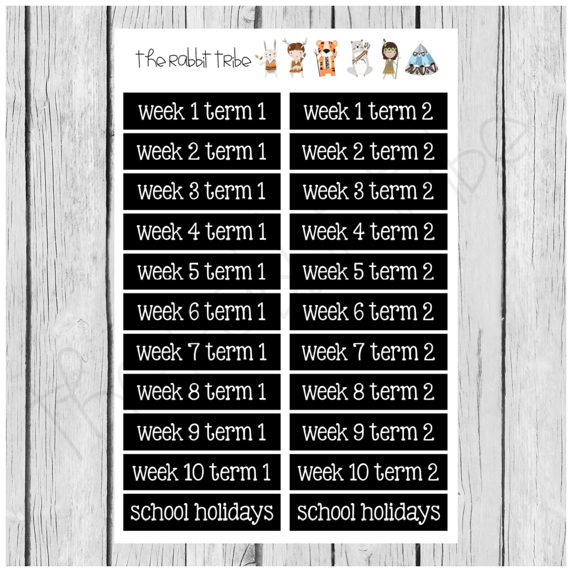 Mini Sticker Sheet school weeks and terms planner stickers | Etsy