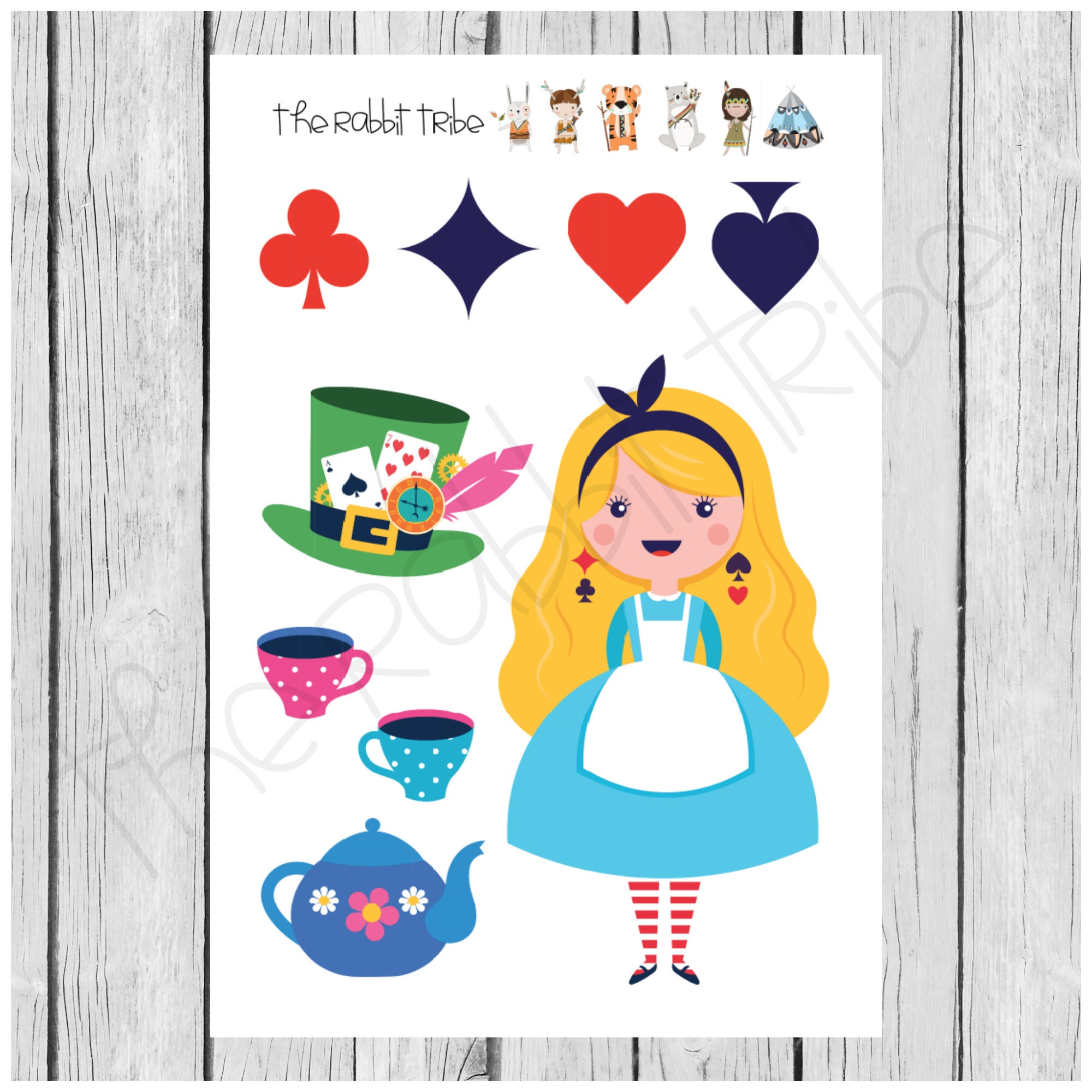 Mini Sticker Sheets Alice in Wonderland 2 planner | Etsy