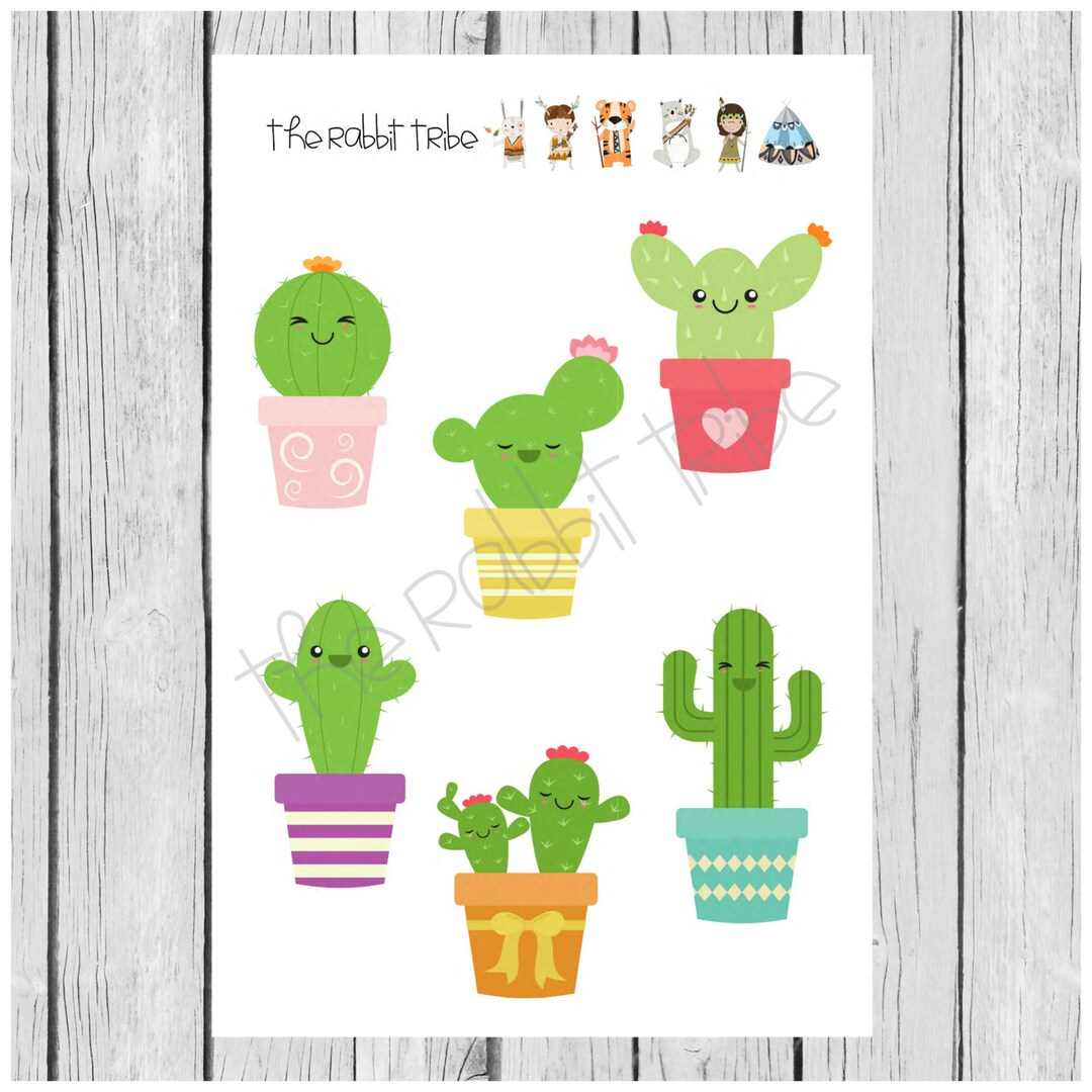 Mini Sticker Sheet - Cactus - Planner Stickers - Etsy
