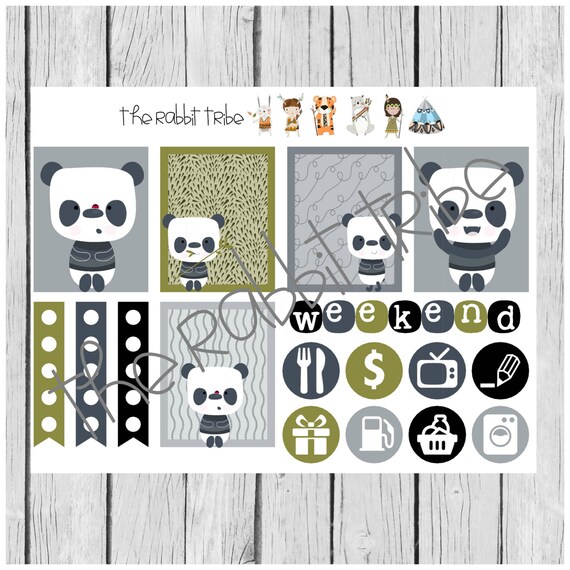 Weekly Sticker Set Pandas Planner Stickers | Etsy Australia
