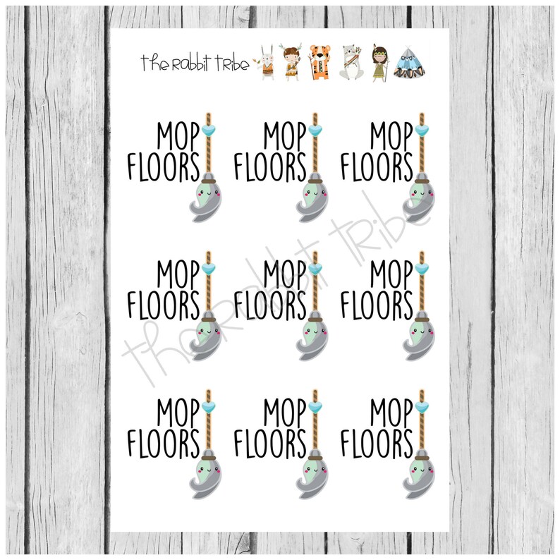 Mini Sticker Sheet Mop Floor Planner Stickers - Etsy