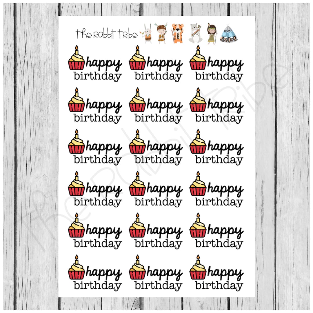 Mini Sticker Sheets - Happy Birthday Icon - Planner Stickers - Etsy