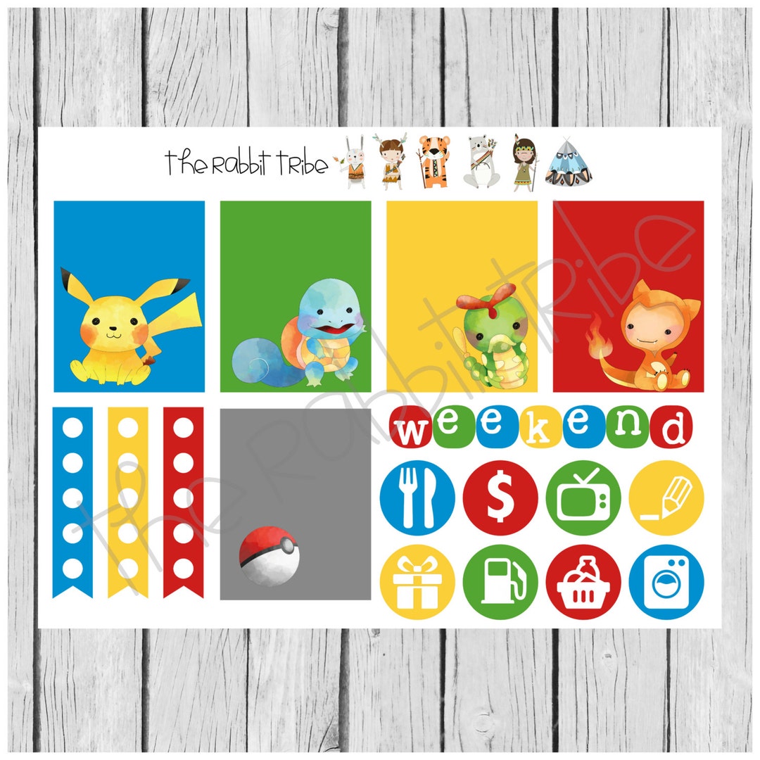 Weekly Sticker Set Pokemon Planner Stickers - Etsy