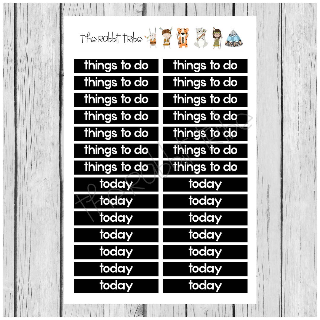Mini Sticker Sheet Things to Do and Today Headers Monochrome Planner ...