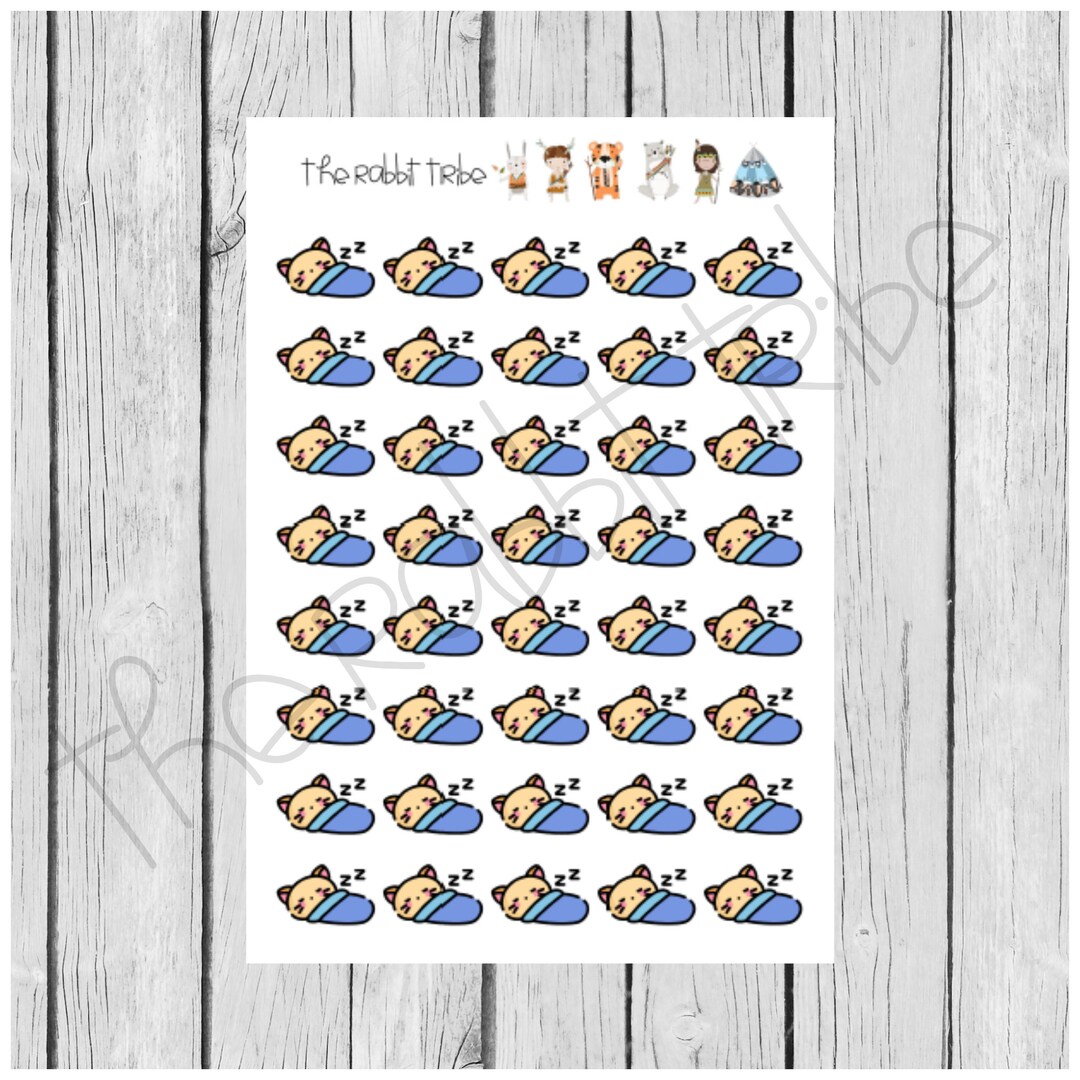 Mini Sticker Sheets - Sleepover, Camp, Sleeping, Napping Kitty Icon ...